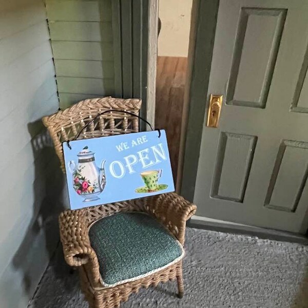 Miniature Reversible Open/closed Sign With Coffee or Teapot and Cup and ...
