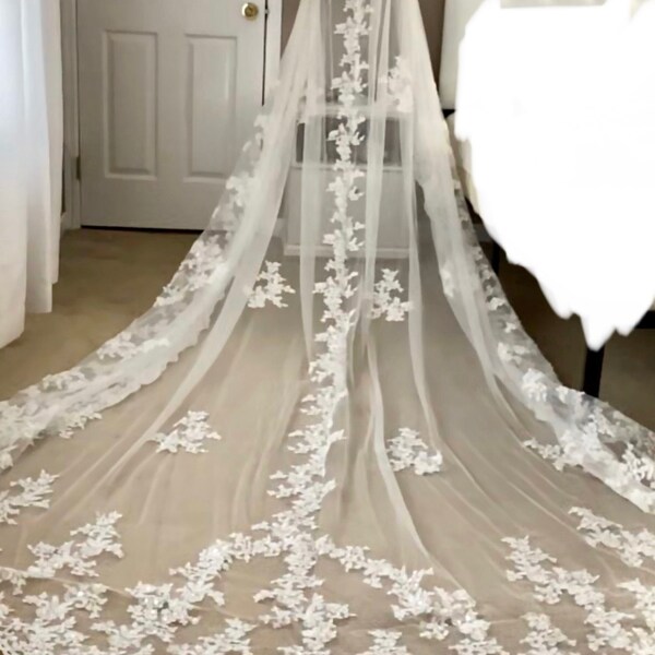 Romantic Wedding Lace Cathedral Veil White or Ivory Cathedral Length ...