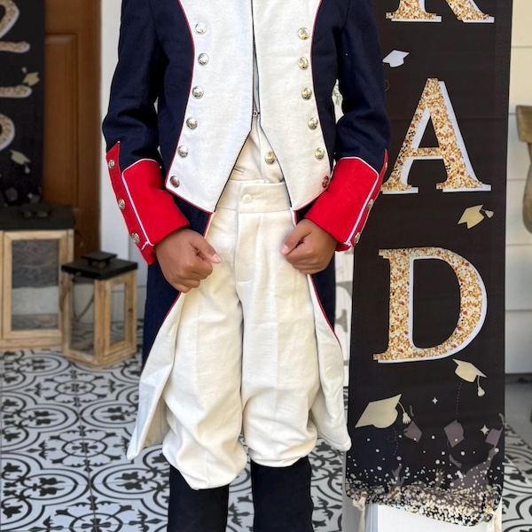 George Washington Uniform - Custom Navy Blue Wool Lapel Coat ...