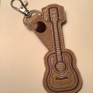 ITH Guitar Key Fob, Guitar Bag Tag, Guitar Embroidery, Music Key Fob ...