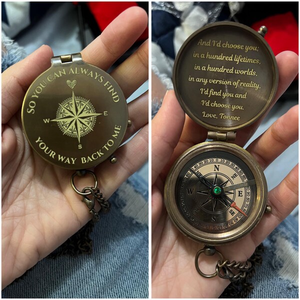 Anniversary Gift for Him, Gifts for Boyfriend, Personalized Compass ...