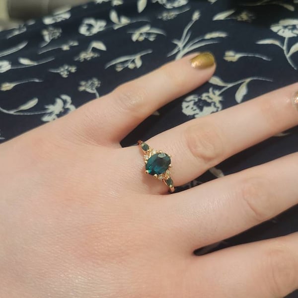 Vintage Oval Emerald Engagement Ring Set Bridal Sets Women Rose Gold ...