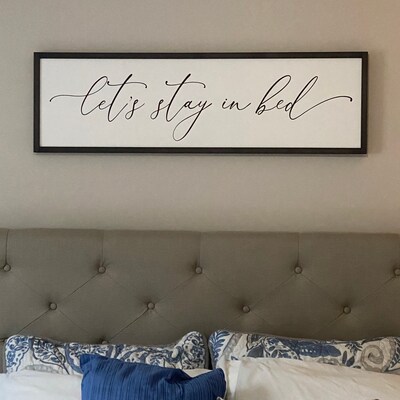 Bedroom Wall Decor Let's Stay in Bed Sign Wood Sign for Bedroom Master ...