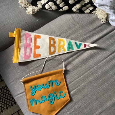 Be Brave Pennant Flag Nursery Wall Decor Motivational Wall Flag Kids ...