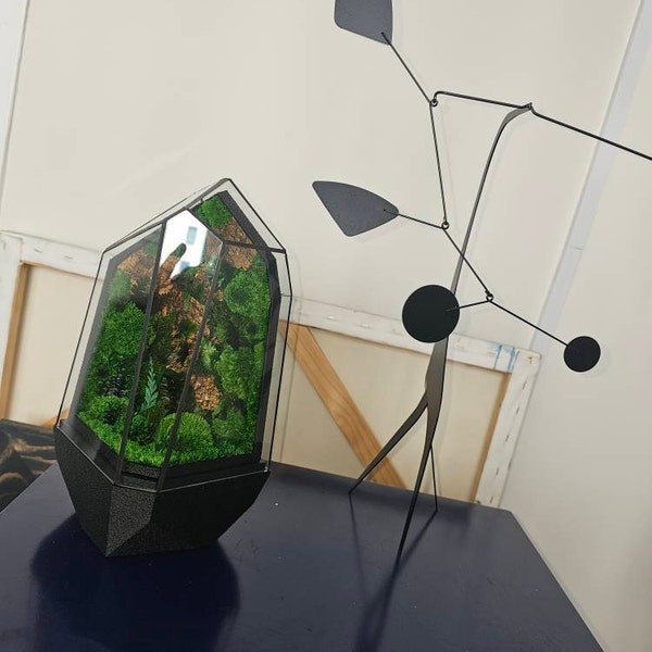 Preserved Lichen Terrarium: Ecocube S - Minimalist Glass Desk Decor by ...