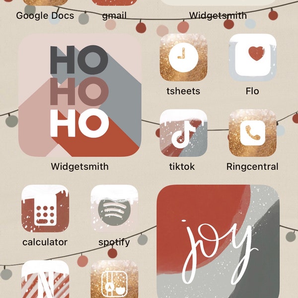 Christmas Boho Icon Theme Pack | App Covers | Ios iPhone Shortcuts ...
