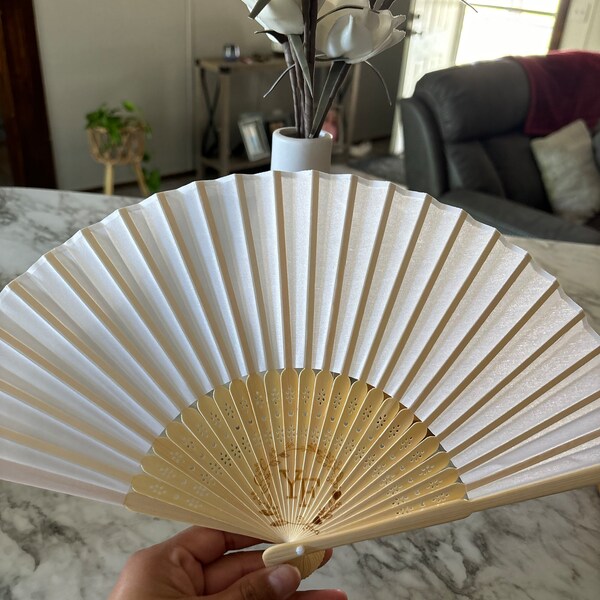 Light Blue Laser Engraved Silk Hand Fans,personalized Bamboo Silk Fans ...