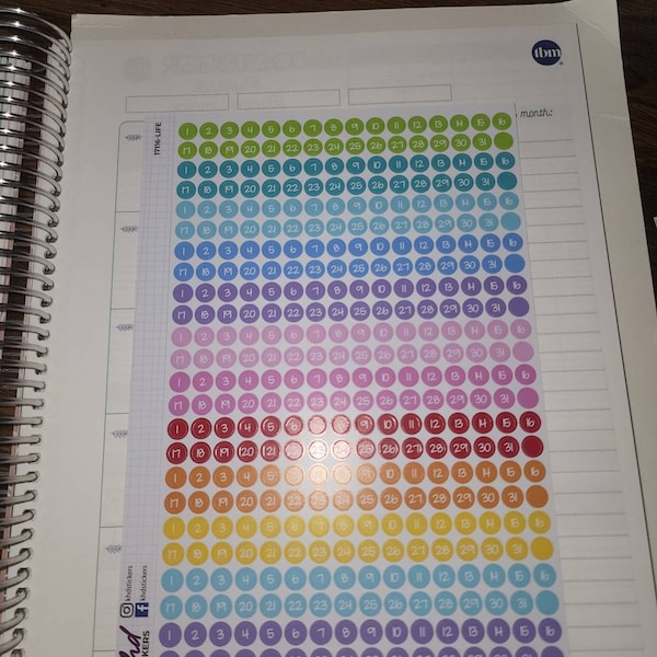 A Year of Date Dots Stickers, Planner Stickers, Removable - Etsy