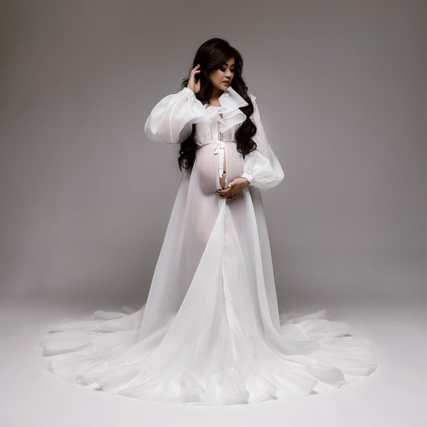 Ivory Maternity Gown, Maternity Dress for Photo Shoot, Organza ...