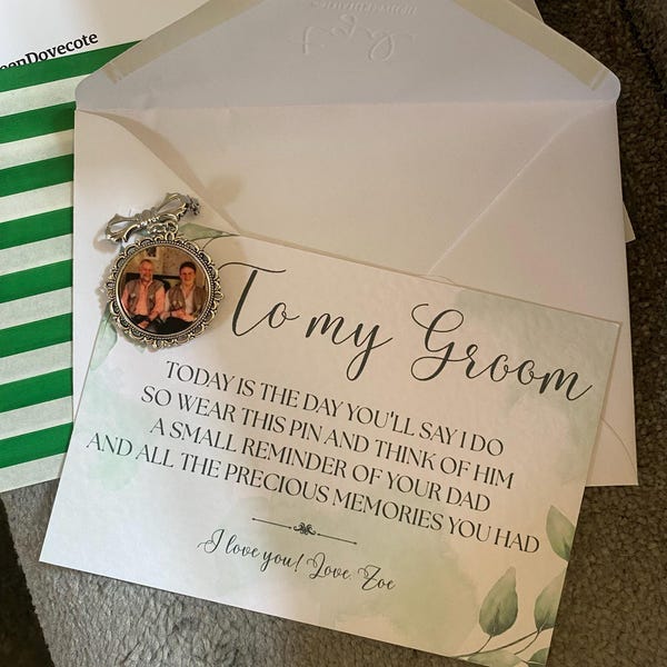 Groom Memorial Pin - Groom Buttonhole Charm - Groom Memory Pin - Loved ...