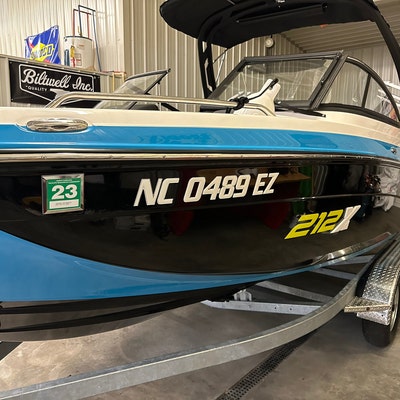 Brushed Chrome Boat Registration Numbers and Letters Sport Series Domed ...