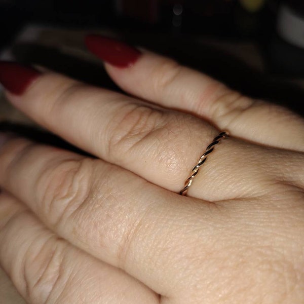 Twist Infinity Ring, 14k Solid Gold Two Tone Ring, Twisted Skinny ...