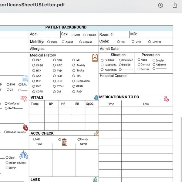 6 Patient Nurse Report Sheet, Med Surg Report Sheet, Nursing ICU, Nurse ...