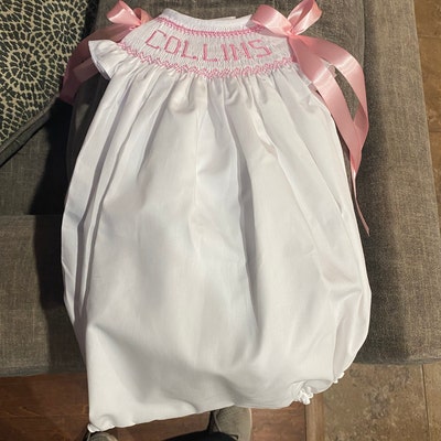 Smocked Name Bubble,custom Smock,hand Smocked Bishop Dress,monogram ...