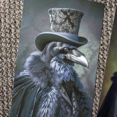 Gothic Victorian Crow Portrait Fine Art Print, Vintage Style Oil ...