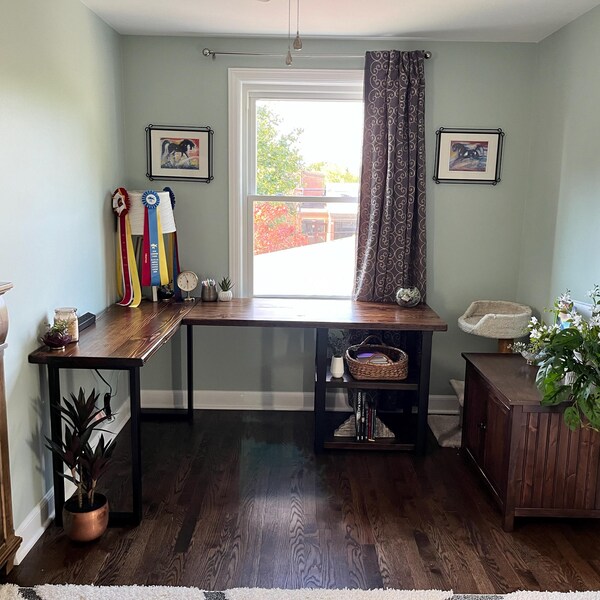 Add on Under-desk Shelf Addition | Reclaimed Wood | Fits 24" Wide Desks ...