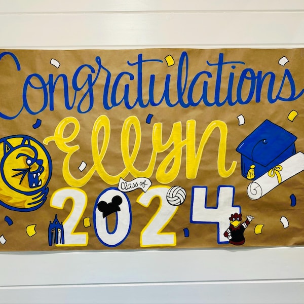 Custom Hand Painted Kraft Paper Banner for Graduation! - Etsy