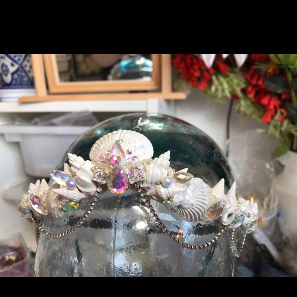 The Luna Crown- Mermaid Crown - Shell Crown - Crystal Crown - Bridal ...