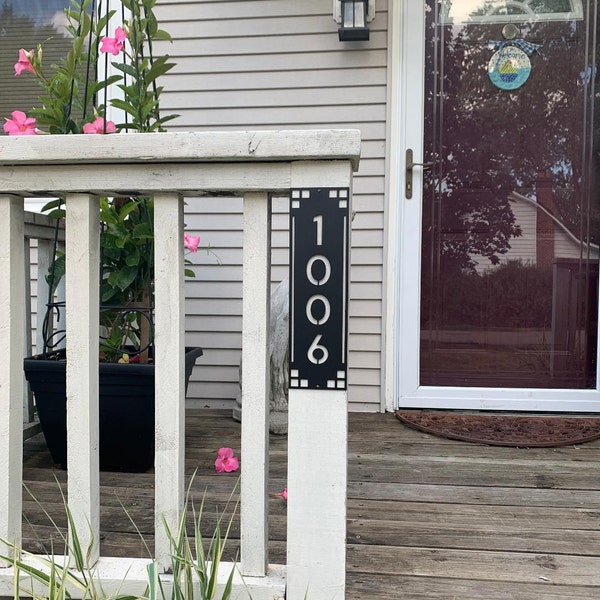 Vertical Address Plaque Art Deco Style, Custom Metal Powder Coated ...