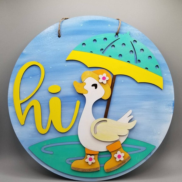 Spring Welcome Sign SVG, Duck Door Hanger, Umbrella Welcome Sign SVG ...