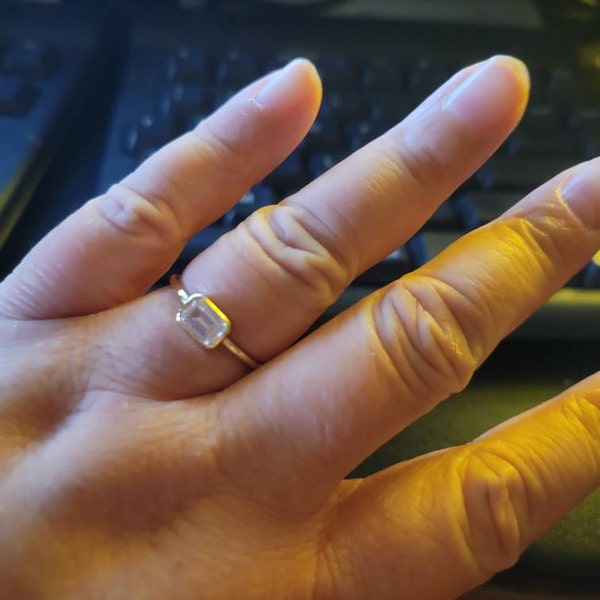 Baguette Ring, Rectangle Ring, Bezel Set Ring, Bezel Set Engagement ...