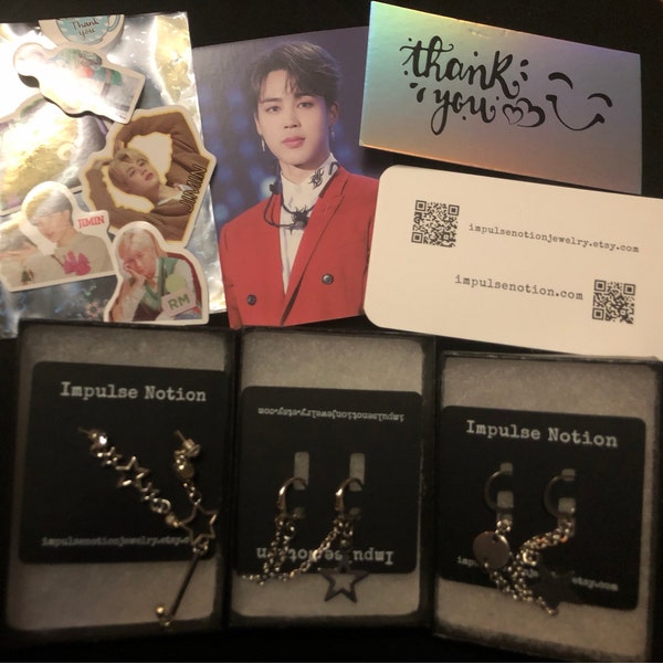 BTS Kpop Double Cuff Earrings, Triple Cross Chains Punk Jewelry, Cool ...