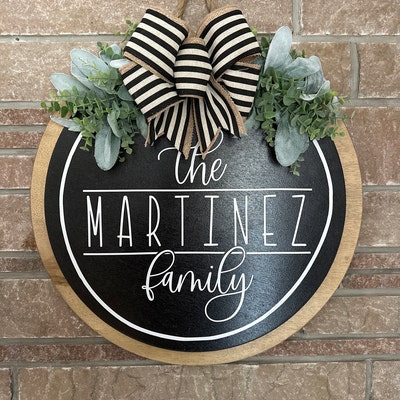 Front Door Decor Front Door Wreath Last Name/family Front Door Sign ...