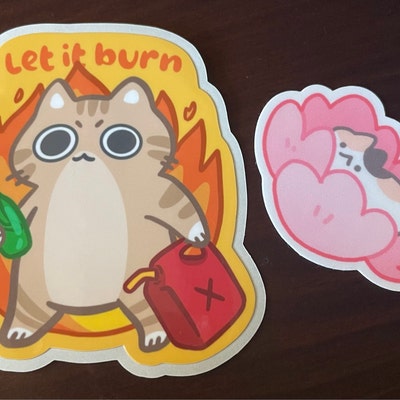 Arson Cat Sticker Vinyl Matte Waterproof Funny Cute Kawaii for Bullet ...
