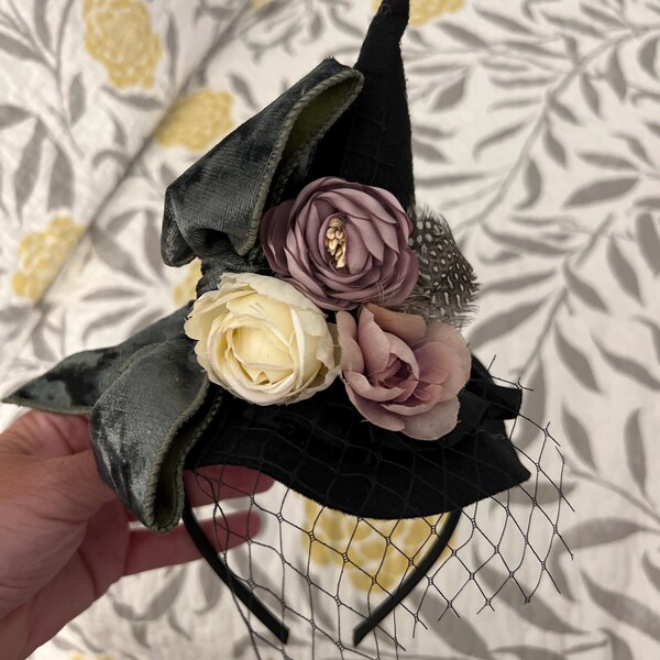 Witch Hat, Halloween Flower Headband, Witch Hat, Photo Prop, Adult Hat ...