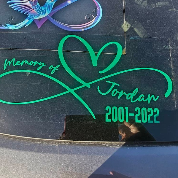 In Memory Decal, Memorial Infinity Symbol Custom Car Vinyl Decals, in ...