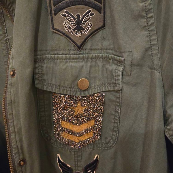 Military Theme Army Soldier Rhinestone Patch Iron on Alphabet ...