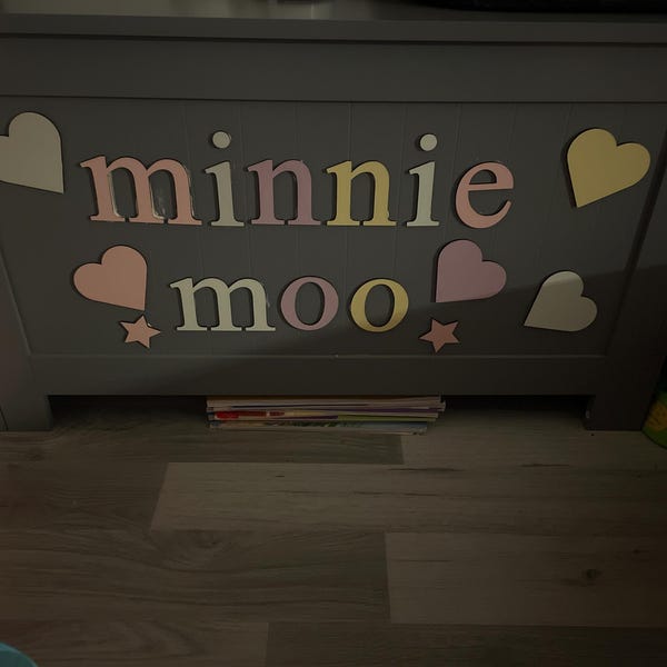 Wooden Toy Box Sign & Embellishments. Pastel Name. Bedroom Door Sign ...