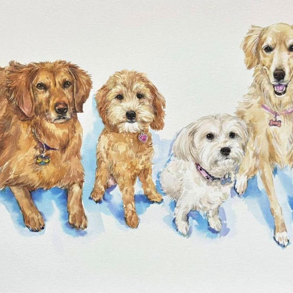 Multiple Pet Portraits, Custom Dog Portraits, Custom Pet Portraits ...