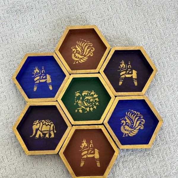 Kolam Wall Hanging- 12" Round Wood- Indian Kolam Designs/ Indian ...