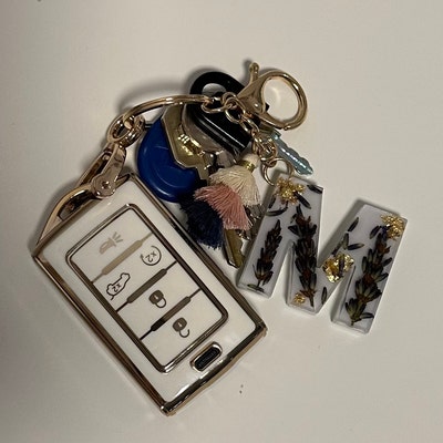 Lavender Keychain With Tassel Floral Keychain Letter Keychain ...