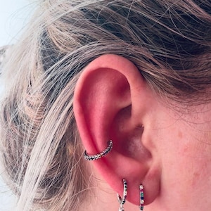 Pierced Earring Set Silver Stacking Earring Set Minimal Ear Stack for ...