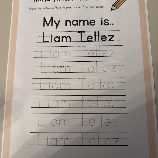Pre-k Custom Name Tracing Worksheet - Etsy
