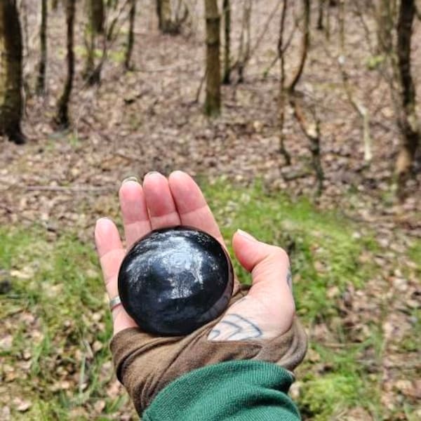 Crows Foot Extra Large Black Glass Scrying Orb on Cast Iron Crows Foot ...
