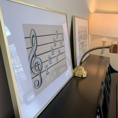Treble Clef Note Names Poster Music Lesson Print, Cream - Etsy