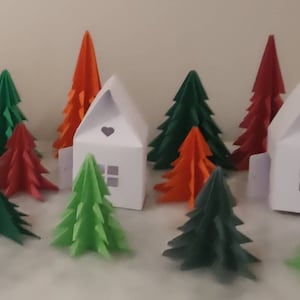 Concertina Houses in Grey Tones, Paper Villages, Christmas Window ...