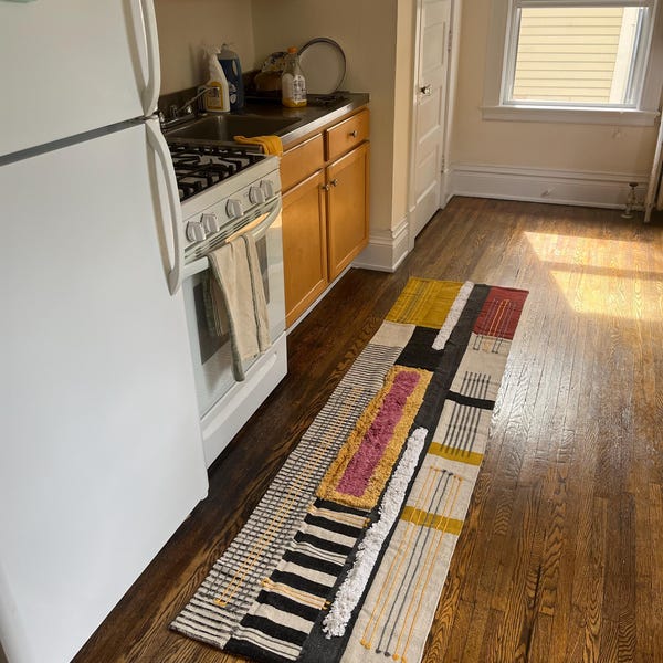 Hand Block Print Rug Handmade Runner Rug Woven Cotton Rug Kitchen ...