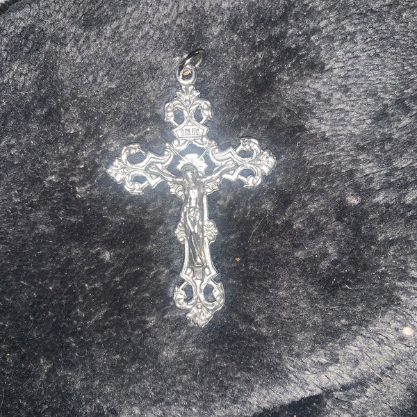 Catholic Rosary Crucifix: Intricate Silver Fleur-de-lis Design, Italian ...