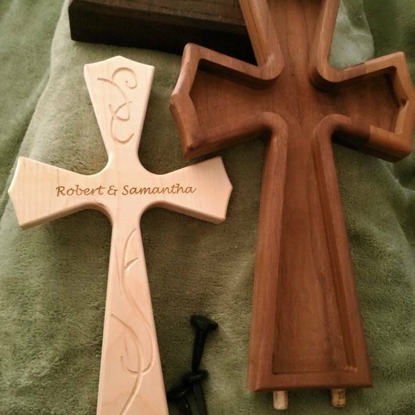 Unity Cross ® Solid Black Walnut and Curly Maple Wood With Laser ...
