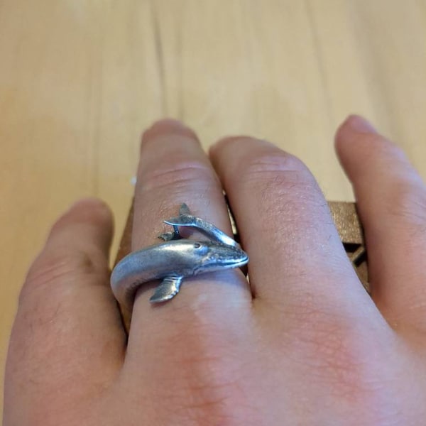Blue Whale Handmade Sterling Silver Men Signet Ring, Ocean Animal Men ...
