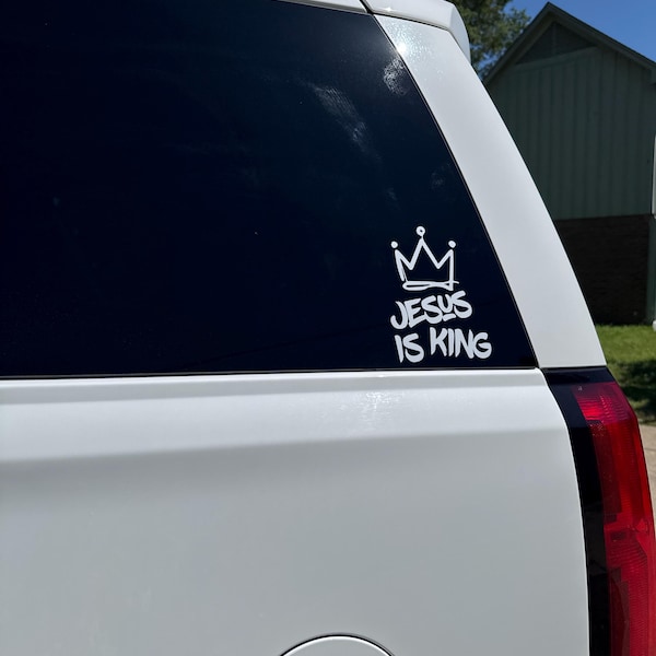 Jesus is King - Christian Jesus Cross Bible Verse Car Vinyl Decal ...