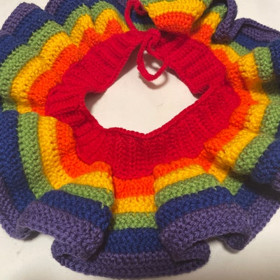 Crochet Rainbow Clown Ruffle Collar MADE TO ORDER - Etsy