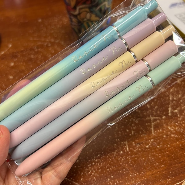 Custom Colored Ink Pens｜personalized Pens｜set of 5 Custom Engraved ...
