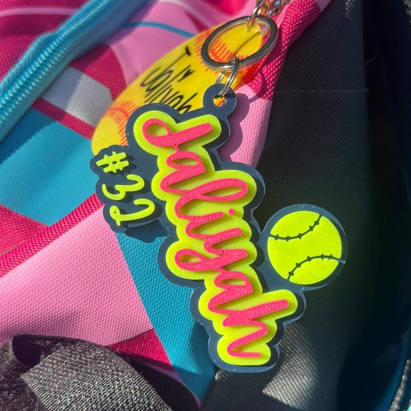 Personalized 3D Softball Bag Tag – Custom Name & Optional Number in 3 ...