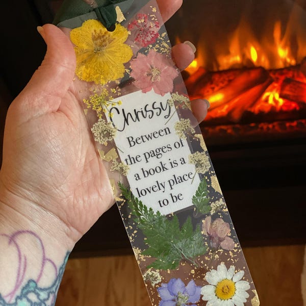 Full Custom Quote Pressed Flower Bookmark, Personalized Custom Text ...