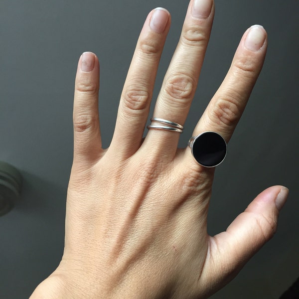 Bar Silver Ring for Women, Rectangle Flat Top Sterling Silver Ring ...